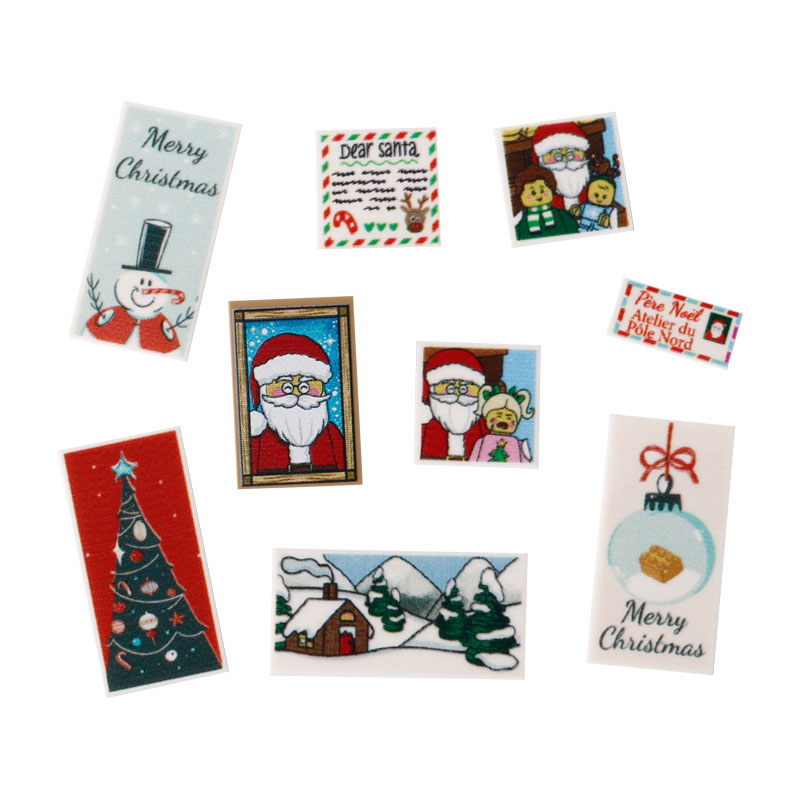 MOC Christmas Series Printed Bricks Accessories Parts Compatible Toys