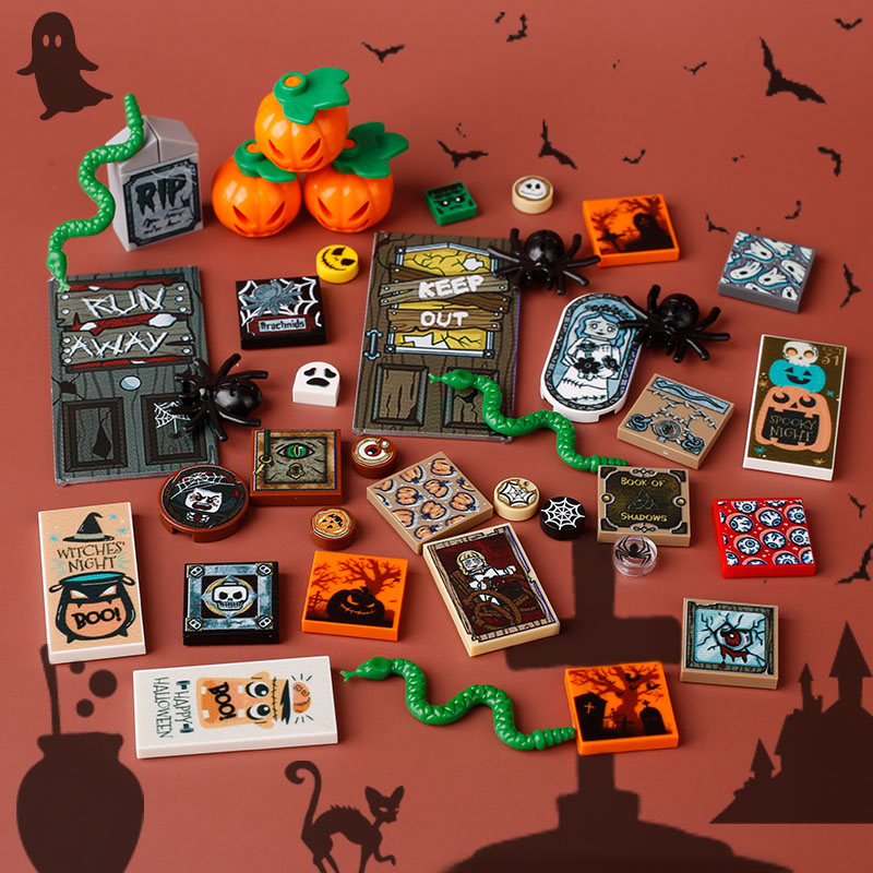 MOC Halloween Series Printed Bricks Accessories Parts Compatible Toys