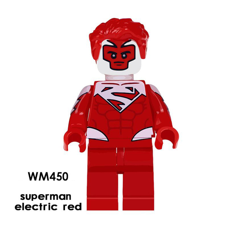 American DC Anime Movie Superman Electric Red Minifigs Bricks Kids Kits