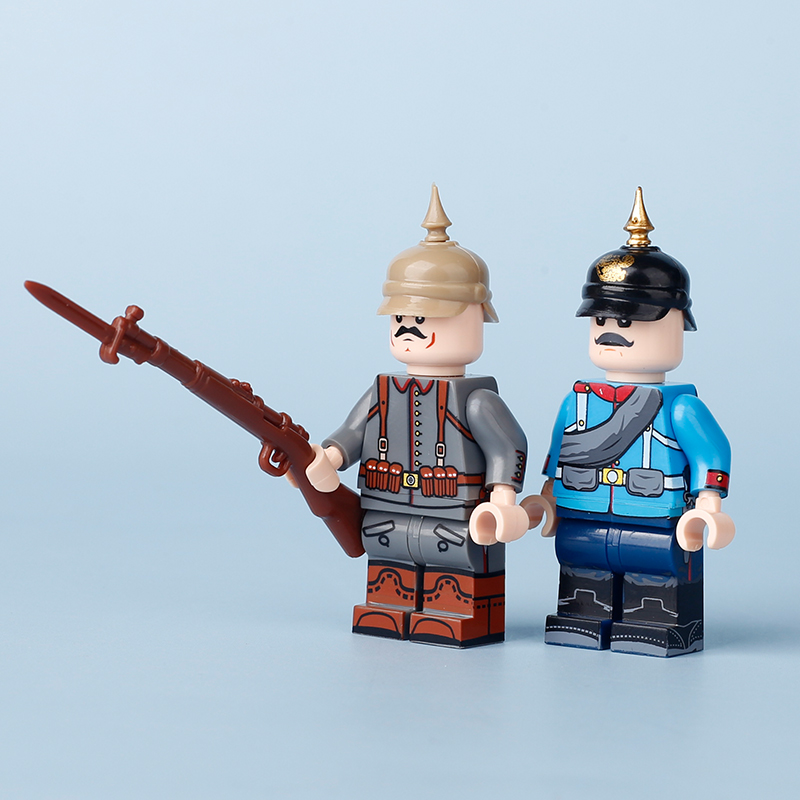 WW1 German Prussian Soldiers Minifigs Bricks Gun Helmet Compatibal Toy