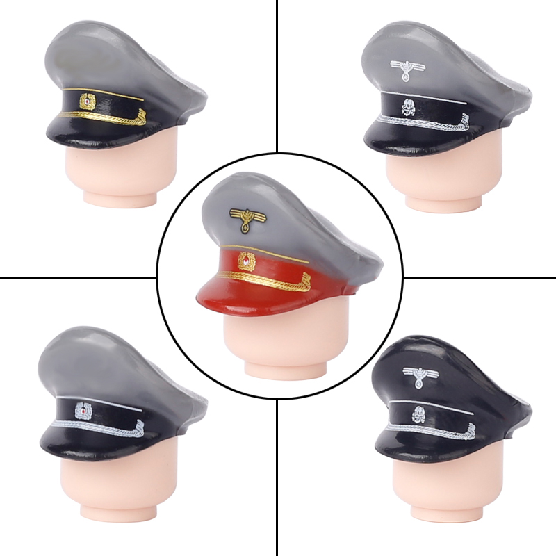 WW2 Germany General Caps Army Weapons Soldier Minifigs Helmets Bricks