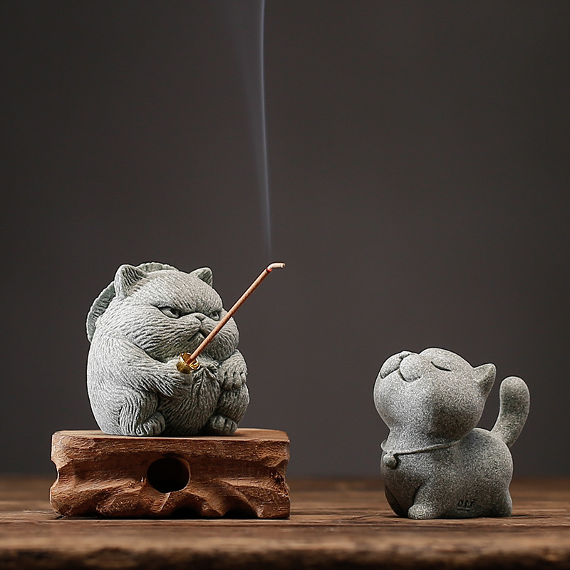 Cute Fishing Cat Desktop Decoration Ornament Animal Toys