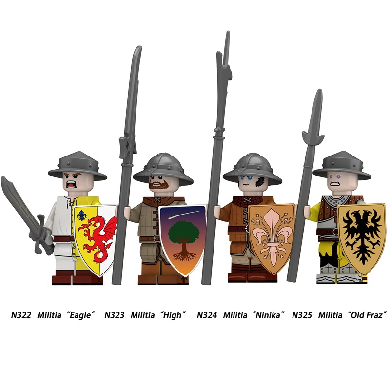 Medieval Militia Old FrazMilitary Series Officer Soliders Minifigs Bricks Kids