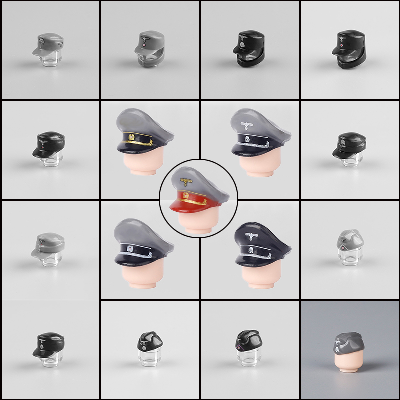 WW2 Germany General Caps Army Weapons Soldier Minifigs Helmets Bricks