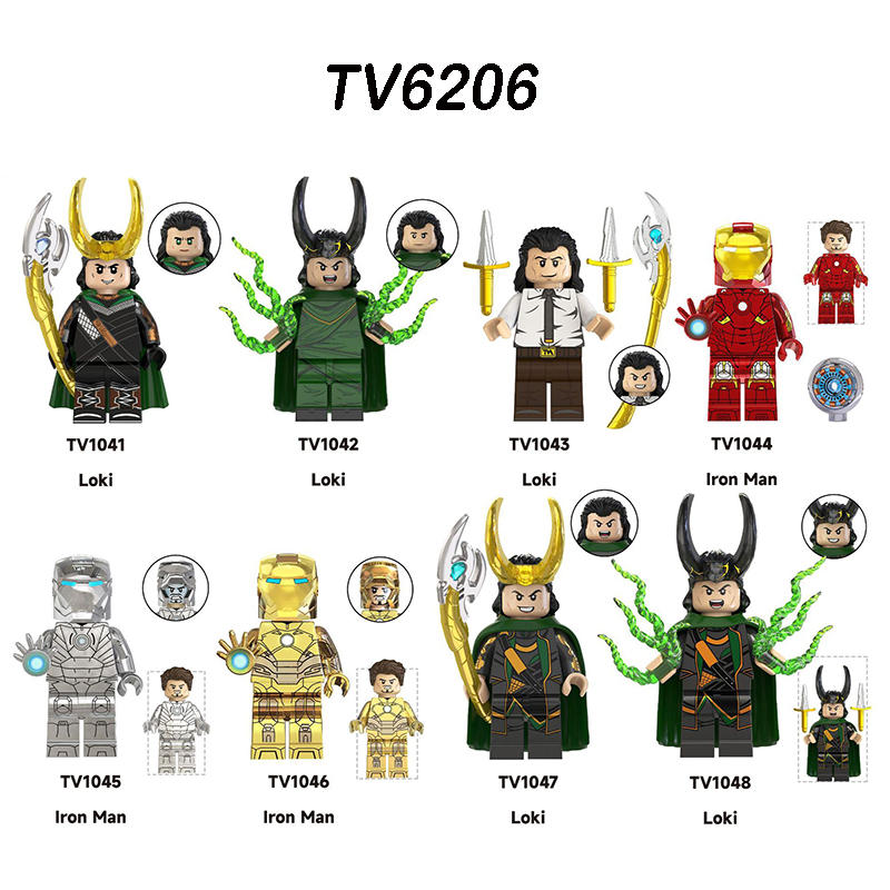 Anime Cartoon Movie Loki Iron Man Minifigs Bricks Kids Kits
