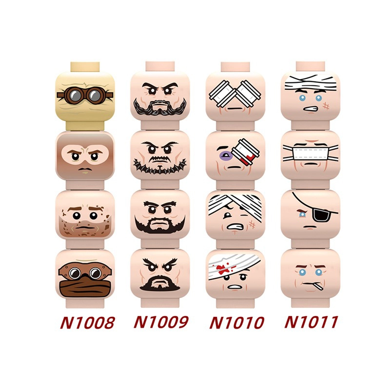 MOC City MinifigIs Face Emotion Head Body Parts Army Bricks Toys