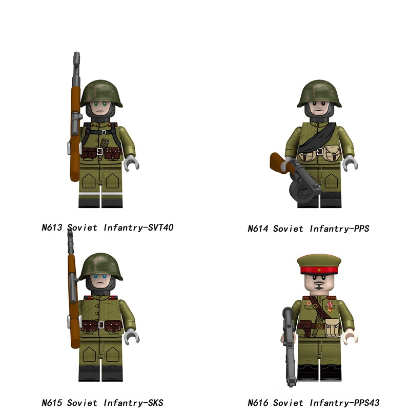 Military Soviet Infantry Gun Weapon Minifigs Bricks Kits Compatible