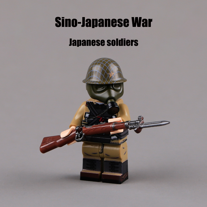 Military Sino-Japanese War Gas Mask Army Minifigs Bricks Kits Compatible