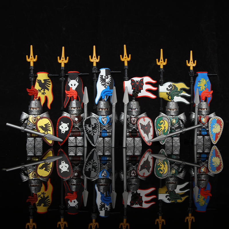 Medieval Soliders Minifigs Bricks Accessories Weapon Helmet Shield