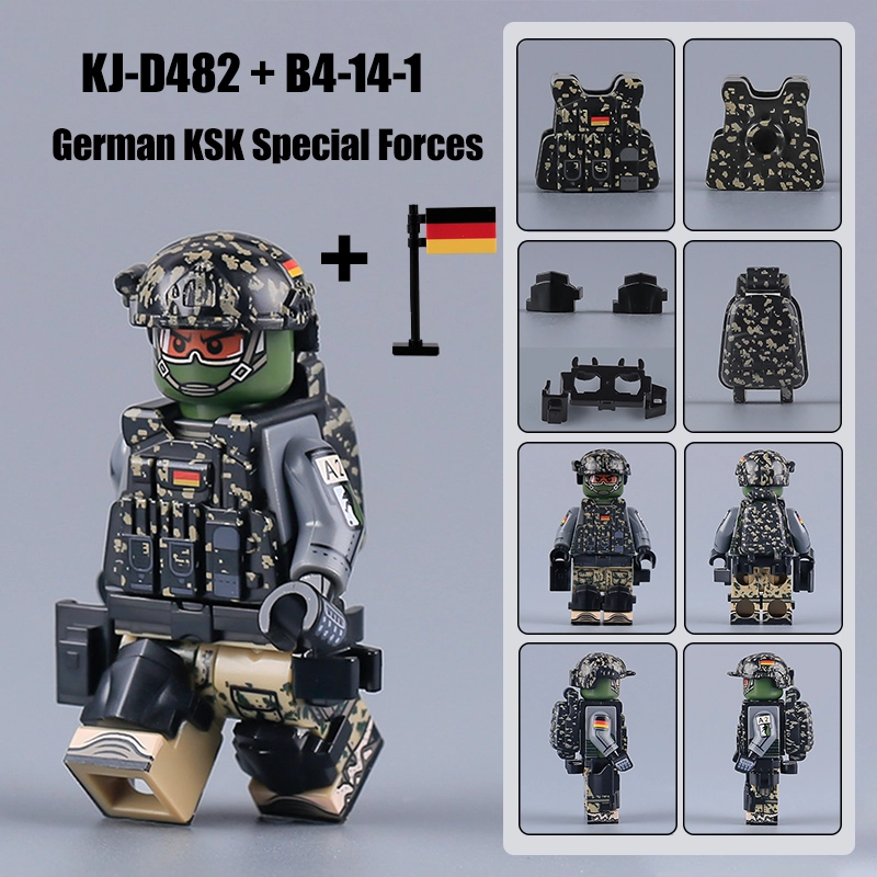 German KSK Special Forces Soliders Minifigs Knee Pads Belt Accessories