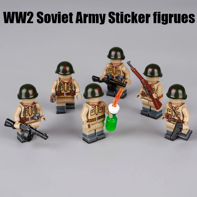 WW2 Soviet Army Sticker Military Seires Minifigs Bricks Compatible Boy