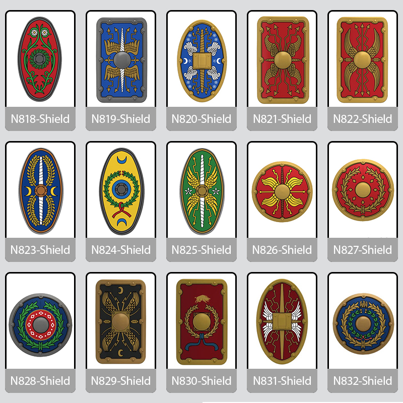 N818-832 Medieval Series Ancient Roman Shield Heavy Infantry Minifigs ...