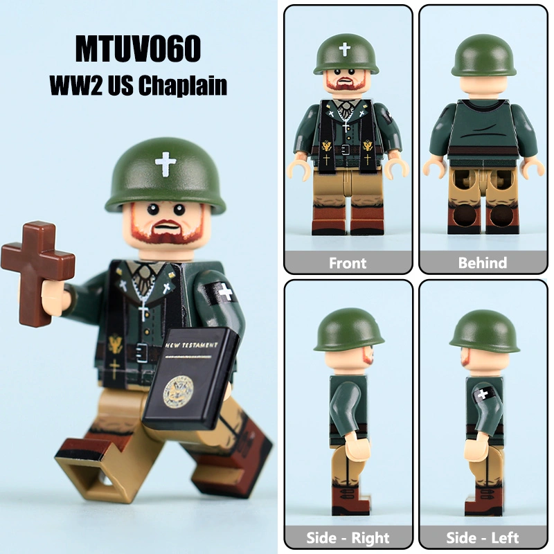 WW2 WWI French Catholic Chaplain Action Figures Bricks Compatible
