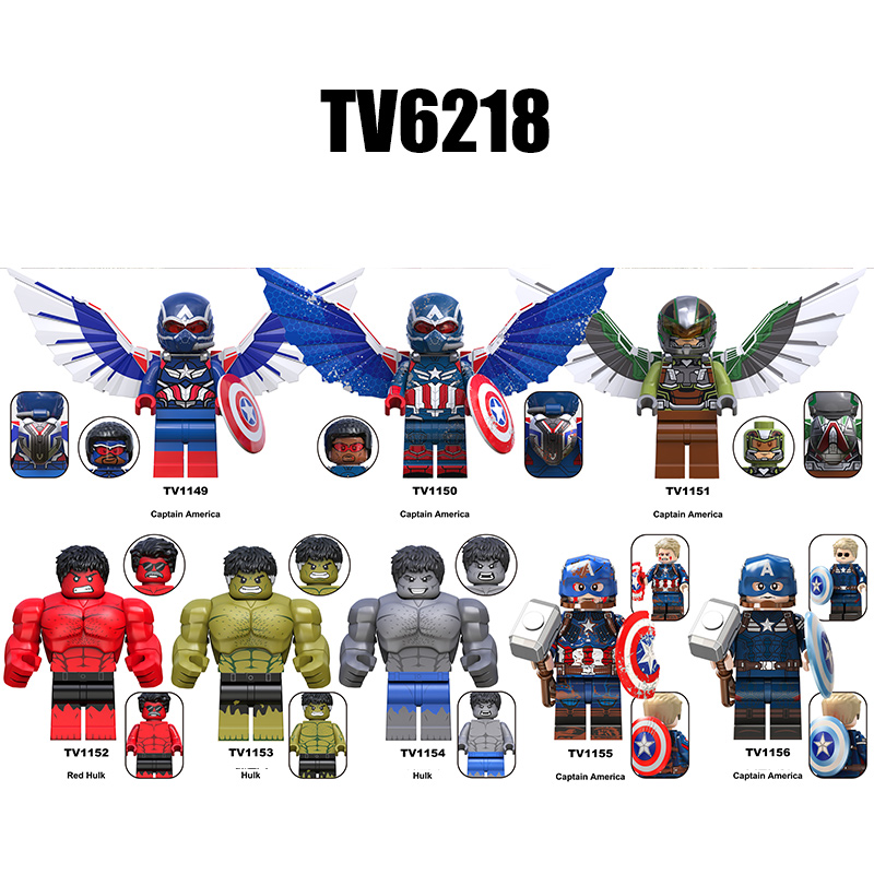 Marvel Minifigures Hulk American Captain Building Blocks Figures Bricks ...