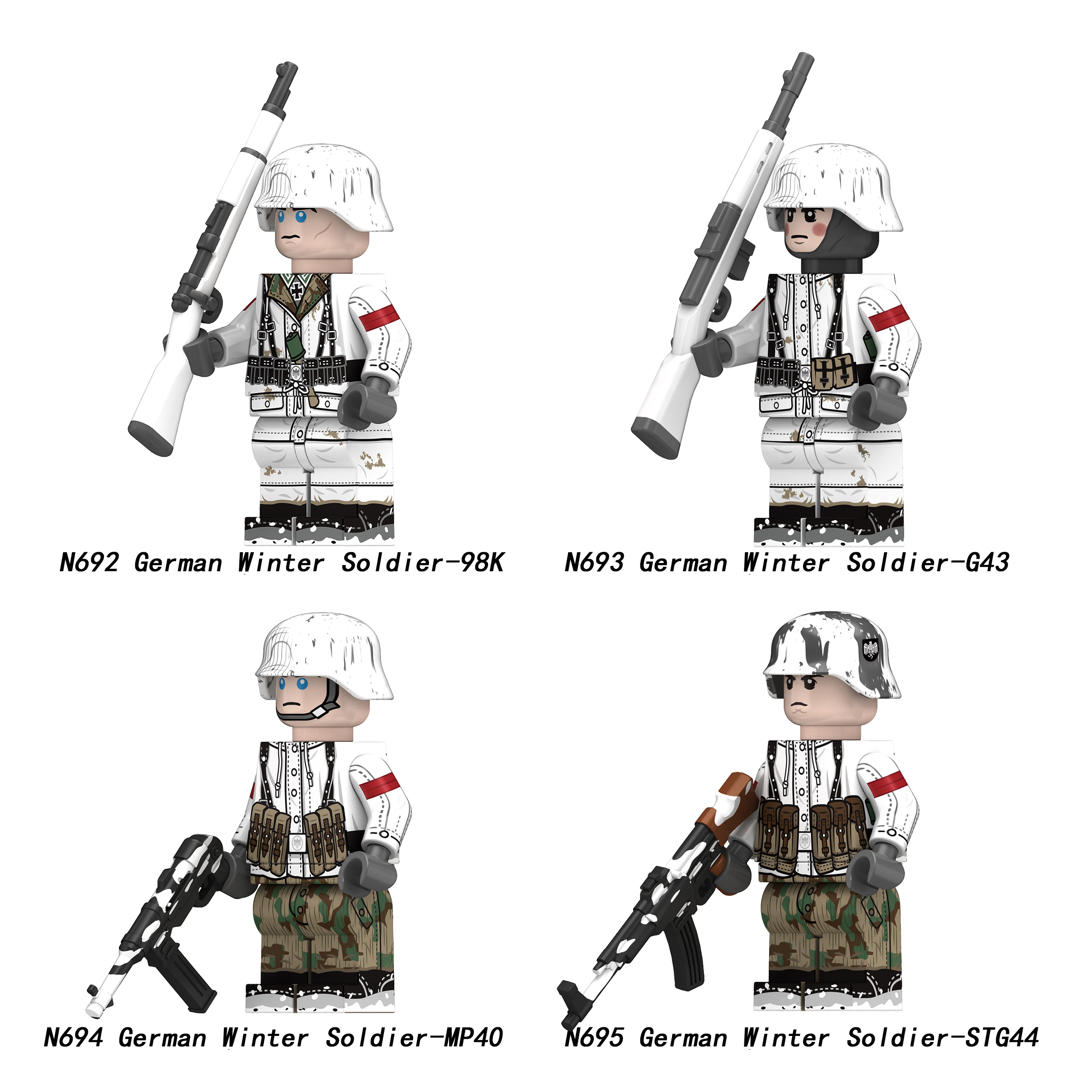 Military German Snow Solider MP40 officers 98K Minifigs Bricks Kits ...