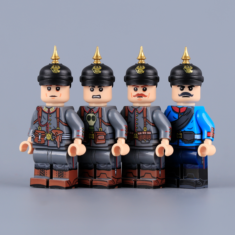 WW1 German Prussian Soldiers Minifigs Bricks Gun Helmet Compatibal Toy