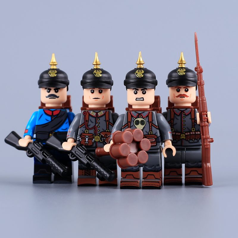 WW1 German Prussian Soldiers Minifigs Bricks Gun Helmet Compatibal Toy
