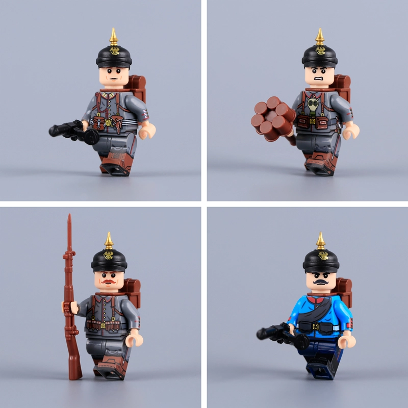 WW1 German Prussian Soldiers Minifigs Bricks Gun Helmet Compatibal Toy