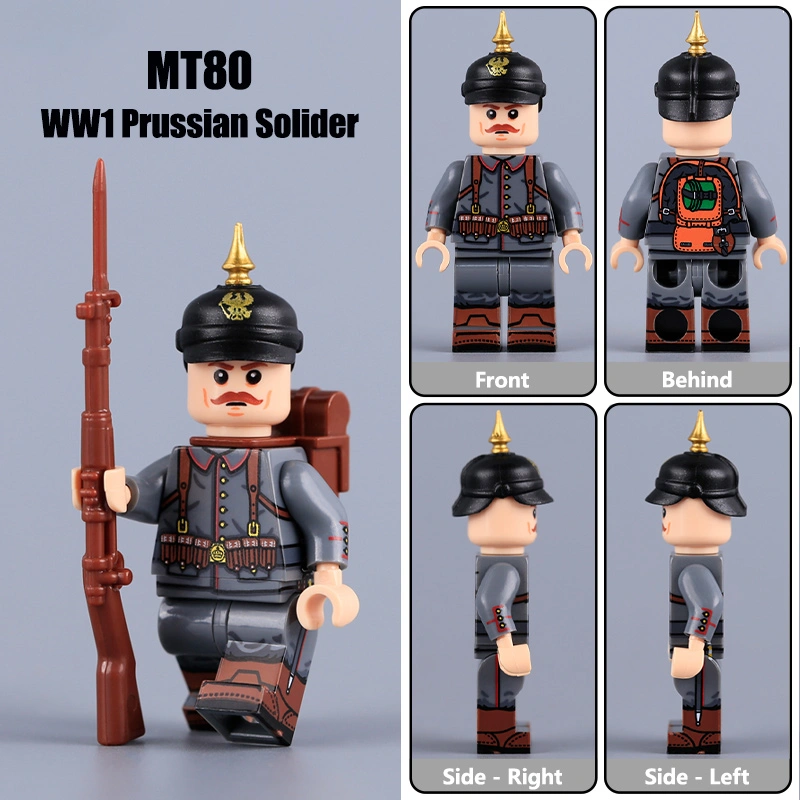 WW1 German Prussian Soldiers Minifigs Bricks Gun Helmet Compatibal Toy