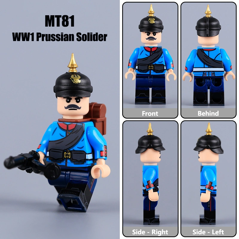 WW1 German Prussian Soldiers Minifigs Bricks Gun Helmet Compatibal Toy