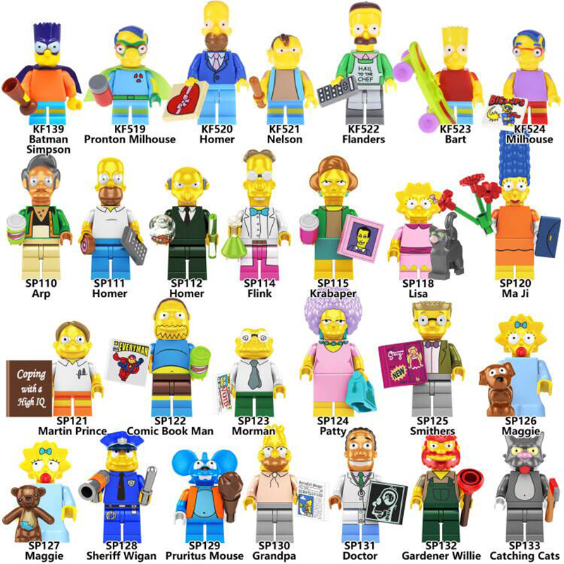 American Cartoon The Simpsons Minifigs Buildiing Blocks Marge Homer ...