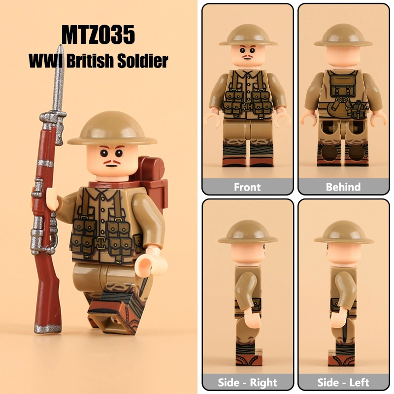 WW1 British Soldier Minifigures Military Building Blocks Set