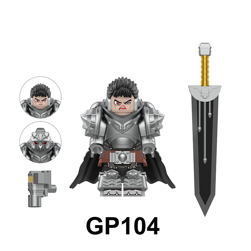 Medieval Berserk Guts GP104 Black Swordsman Knight Minifigs Bricks