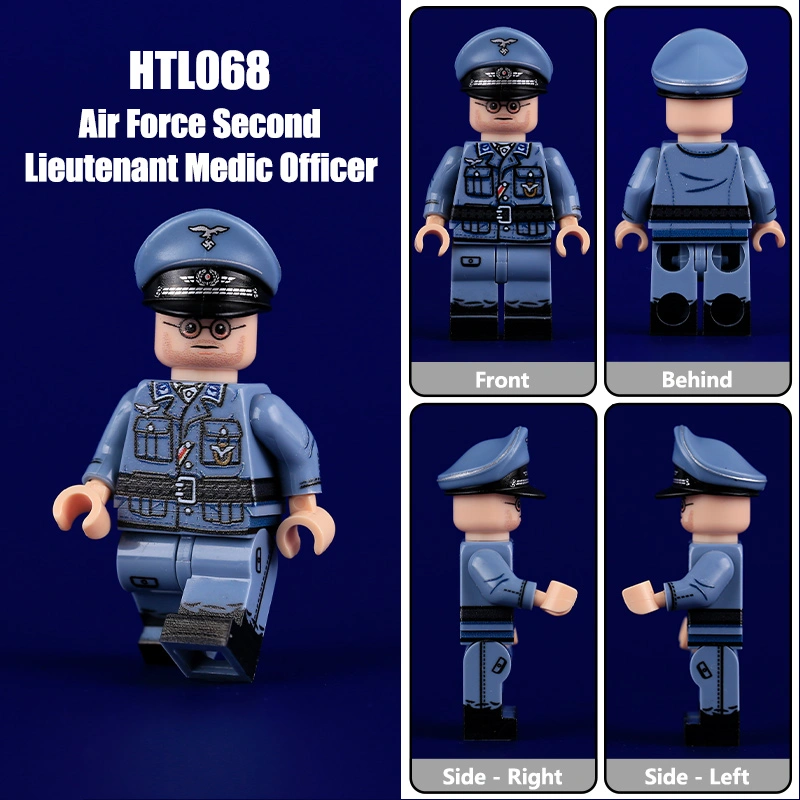 HTL068-071 WWII Air Force Officer Minifigures Field Coats Building Blocks