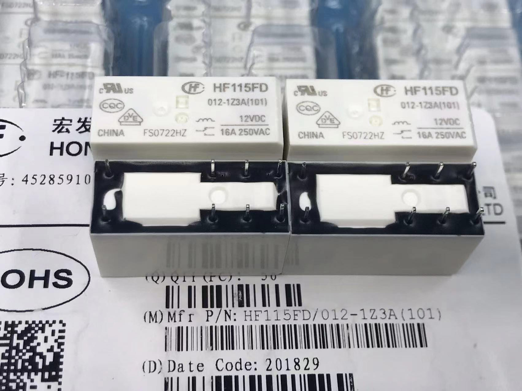 HONGFA HF115FD-005-1Z3A 5VDC Power Relay 16A 250VAC 8Pins