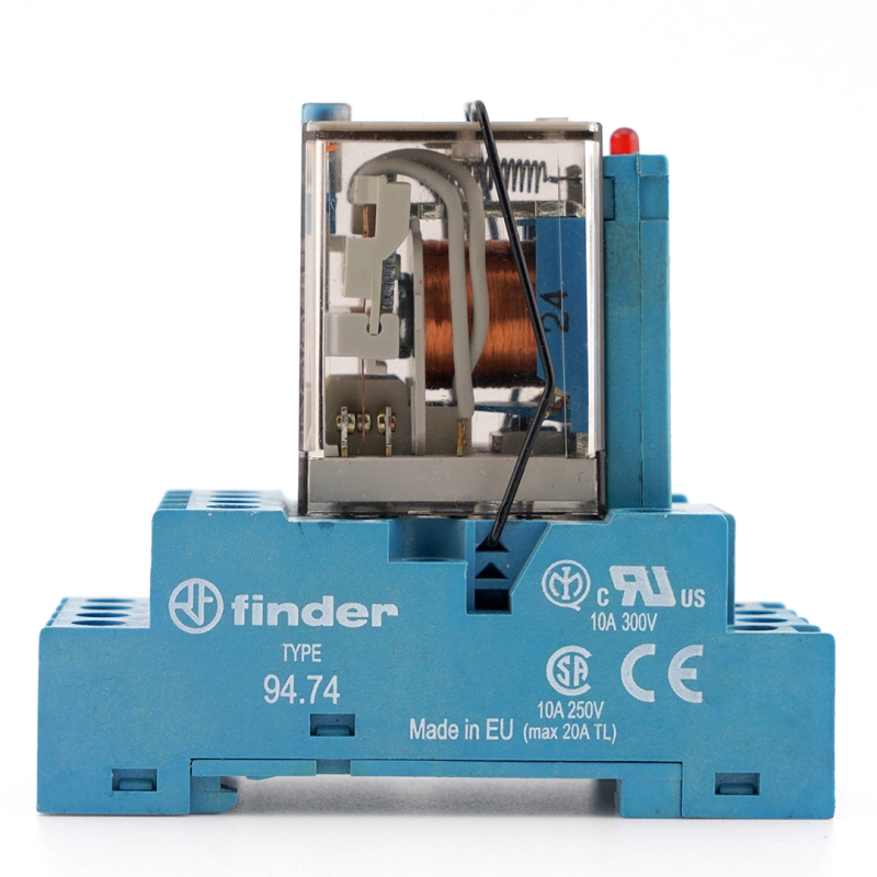 FINDER 55.34.9.024.0040 24VDC Power Relay With 94.74 Socket and LED ...