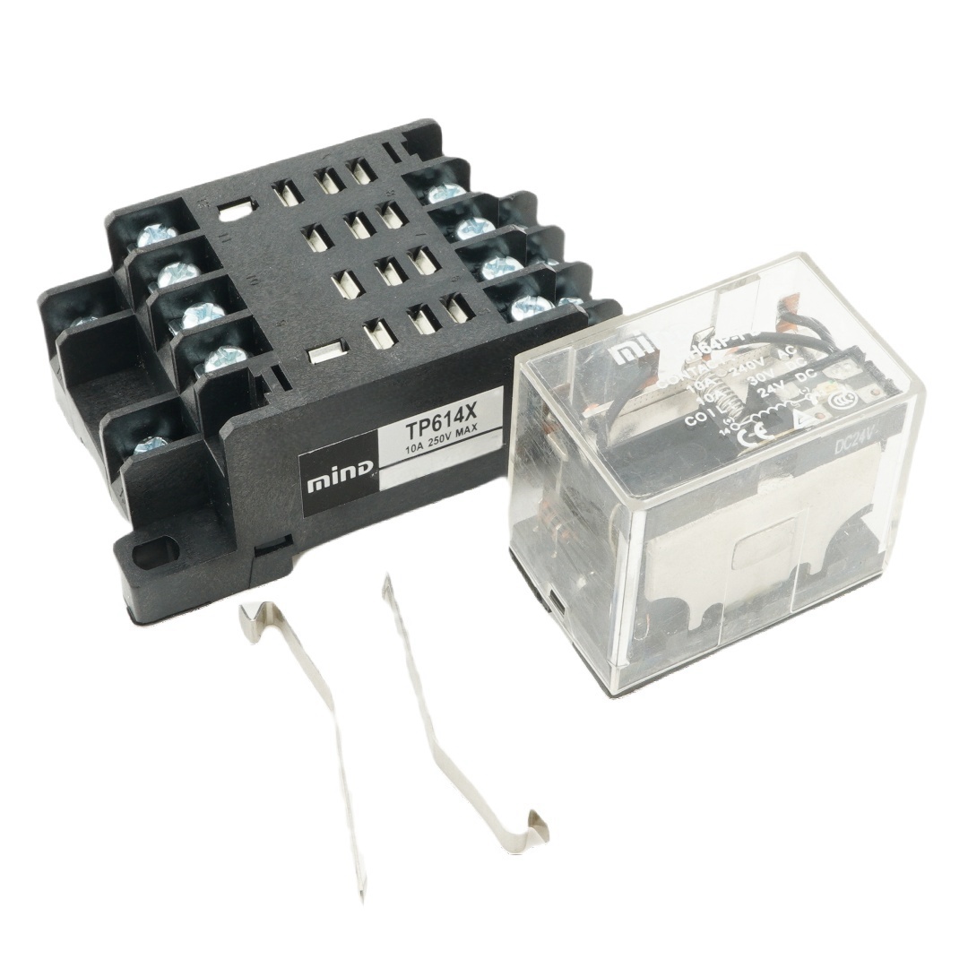 Mind HH64P-FL 24VDC Power Relay with TP614X 10A 250VAC Socket ...