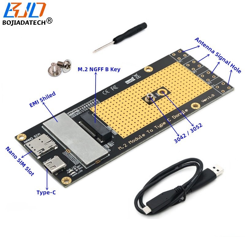 5G 4G LTE GSM Modem Wireless Adapter Card NGFF M.2 B Key to USB Type-C ...