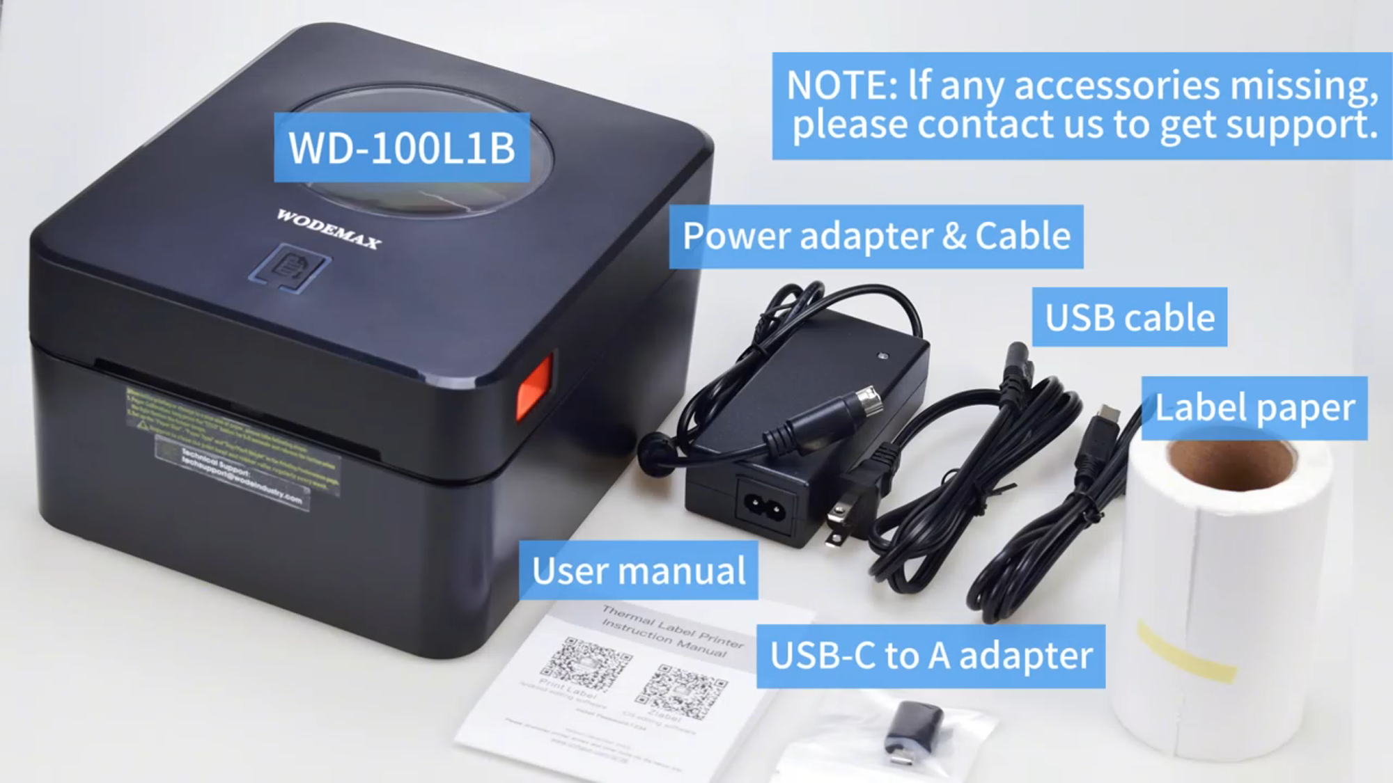 WD-100L1B Printer Setup for the First Use