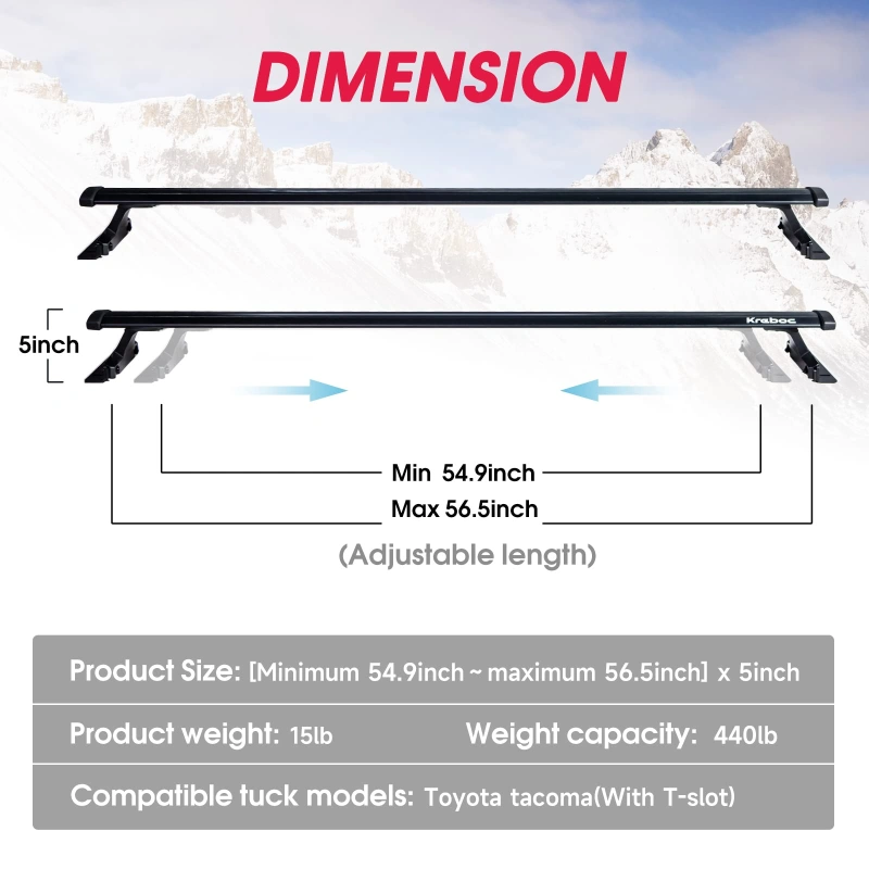 Kreboc Truck Bed Rack Cross Bars, Aluminum Length Adjustable Luggage ...