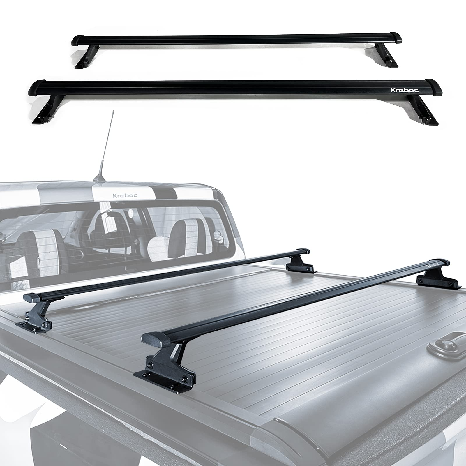 Kreboc Truck Bed Rack Cross Bars, Aluminum Length Adjustable Luggage ...