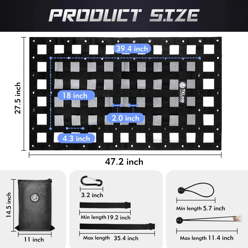 Tailgate Cargo Net,Grey ‎2.3ft x 3.9ft Heavy Duty Cargo Net for Pickup ...