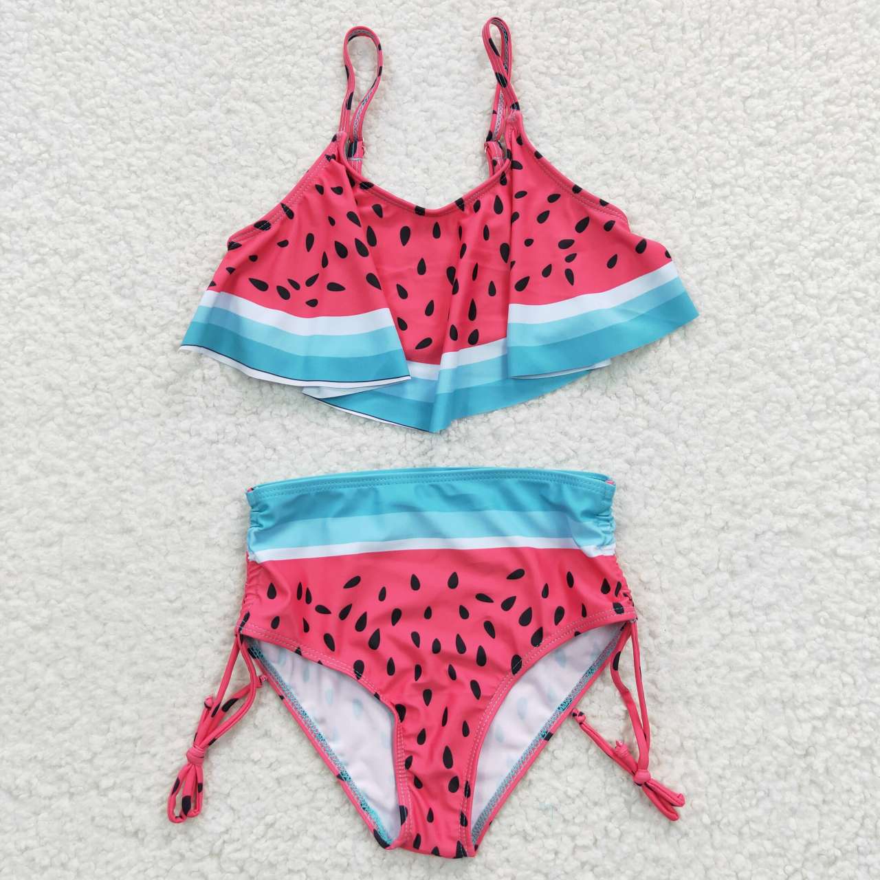 S0143 girls watermelon rose red swimsuit