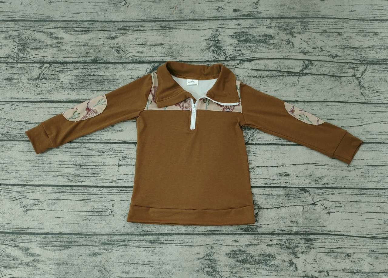 Pre-order summer clothes brown long sleeve top