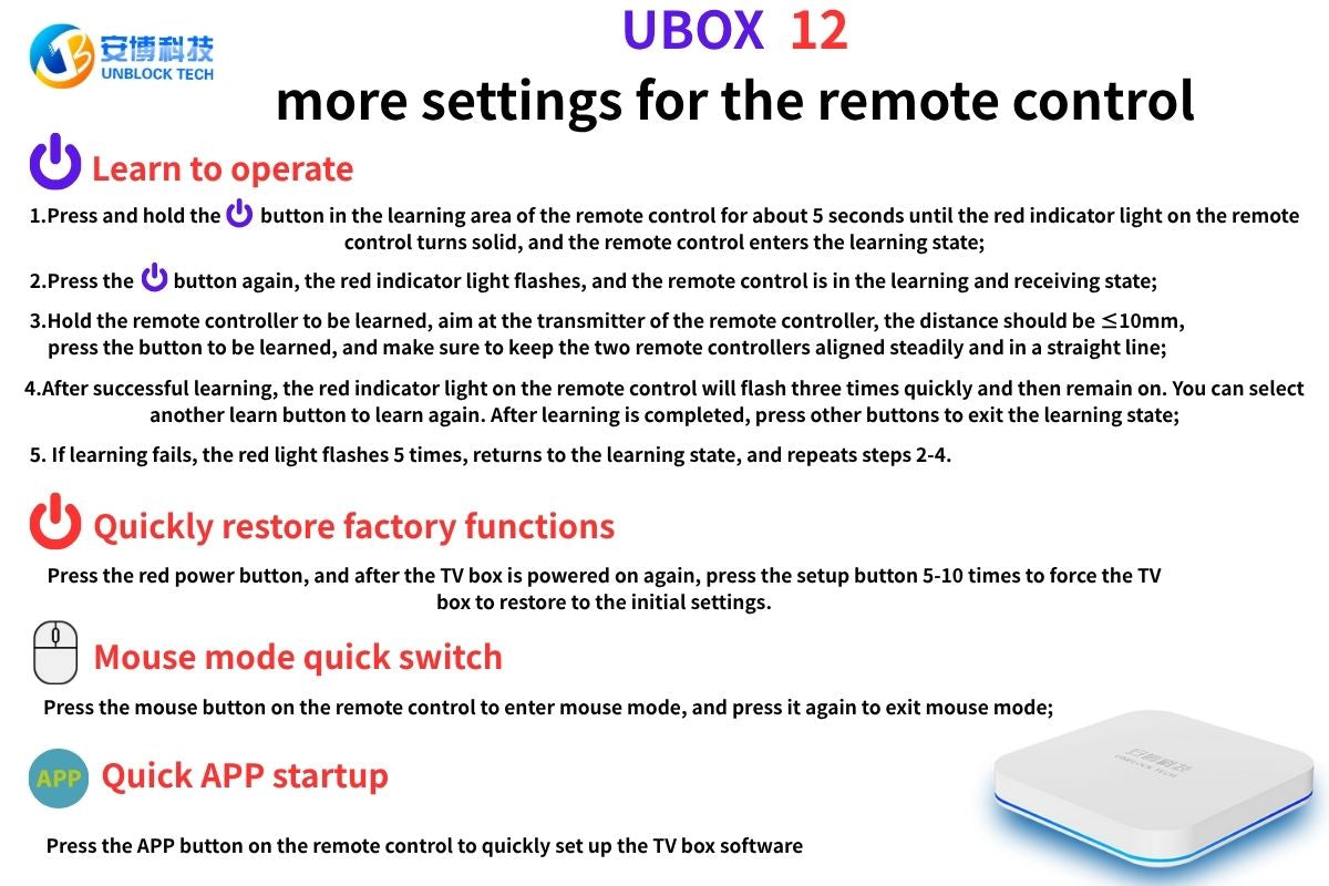 UBOX 12 Remote Control Guide – Setup, Features, and Tips!