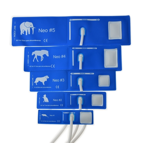 NIBP Cuff TPU Single Tube Veterinary Blue With 5 Size For Animals BP ...