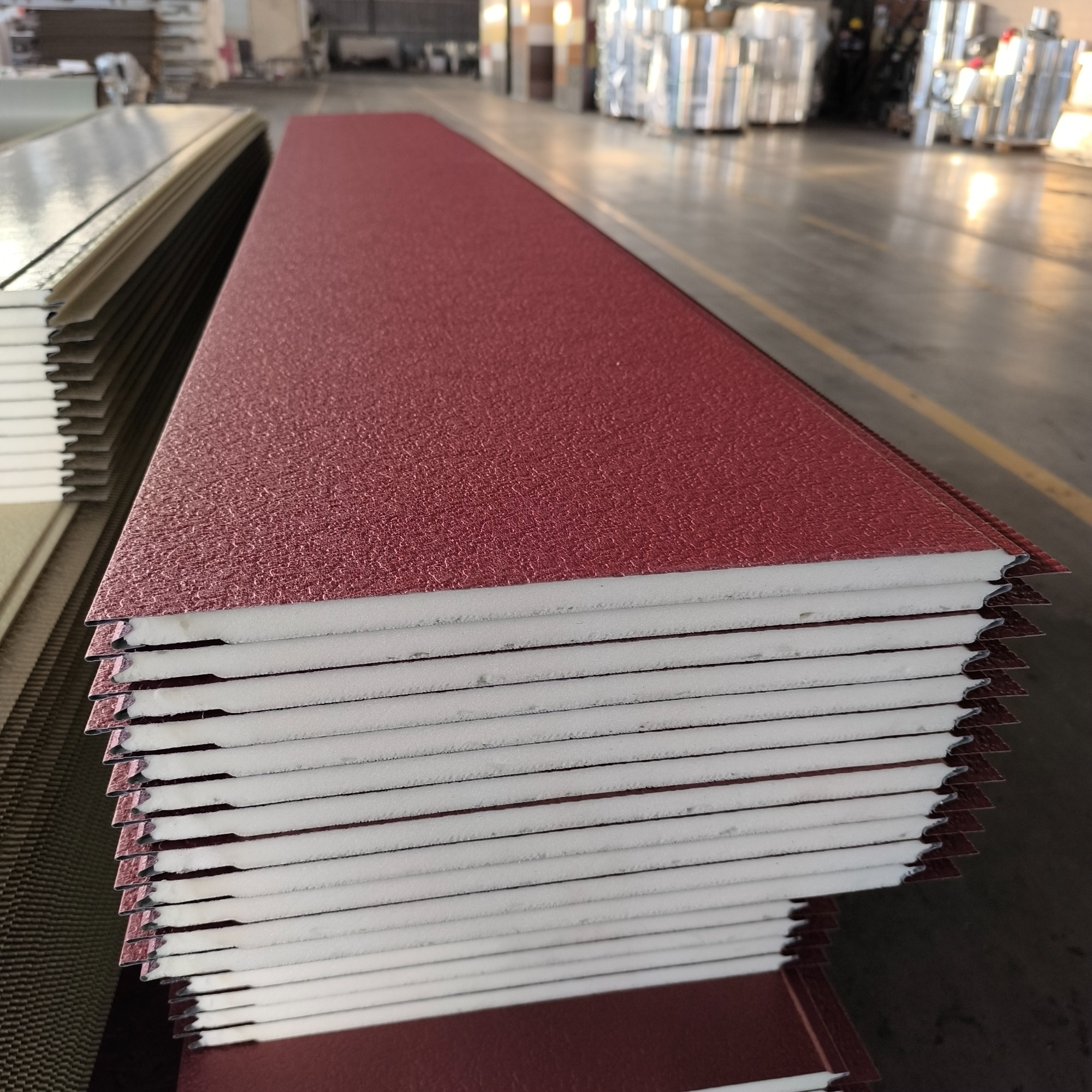 Reticulated red elastic coating flat pattern PU metal siding panel with ...