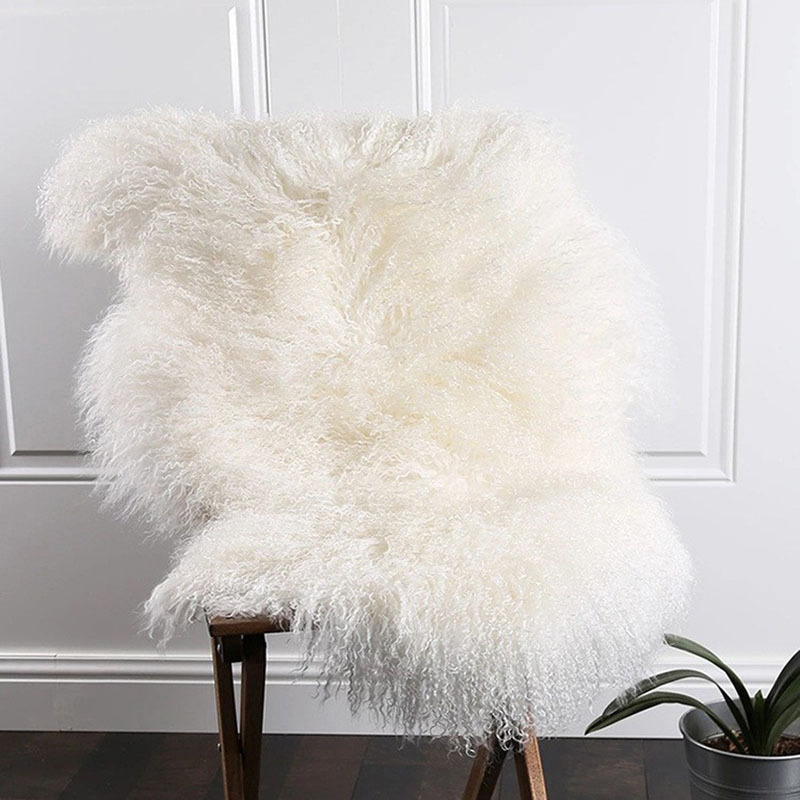 Wholesale nature Mongolian curly sheep lamb fur skin rug pelt