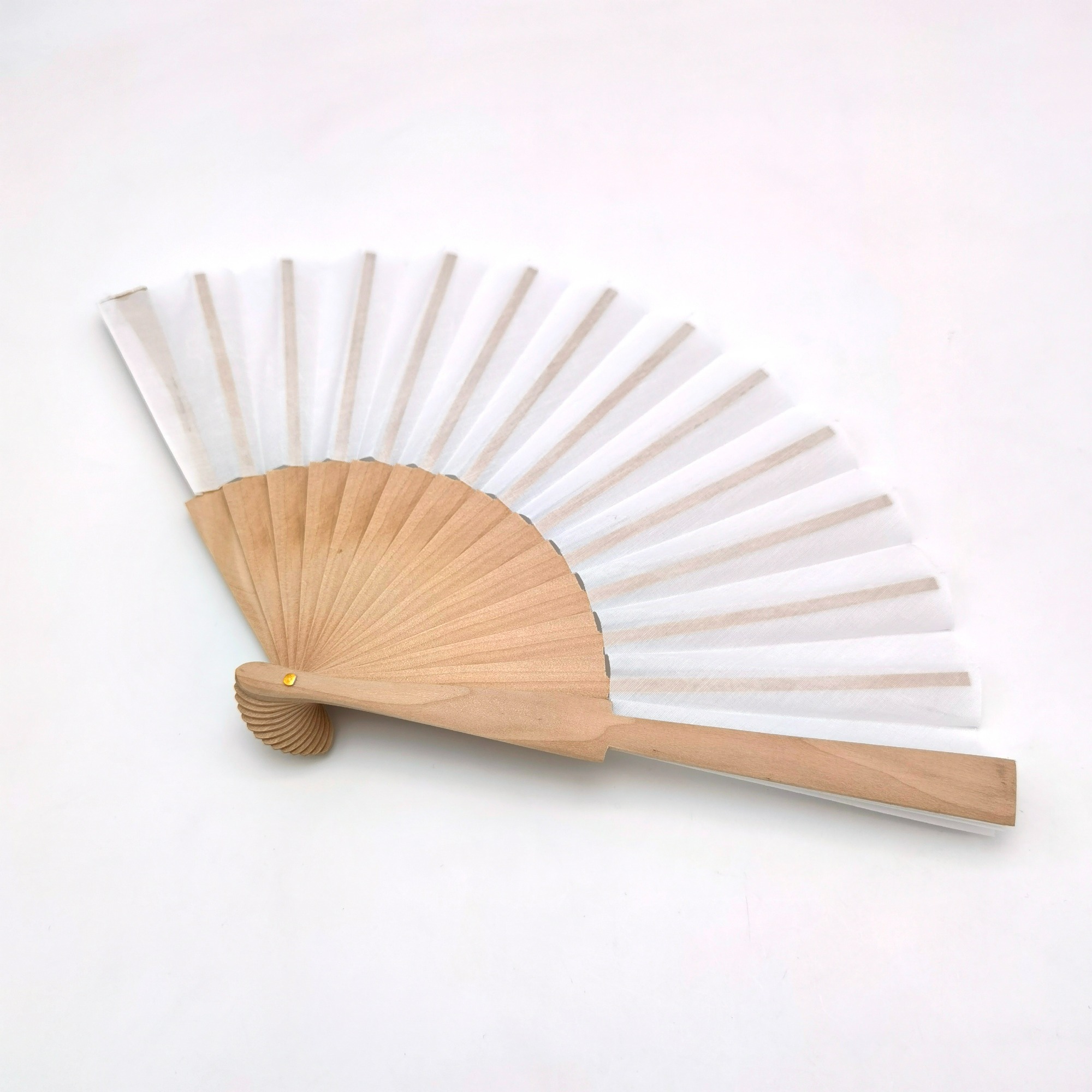 Cotton Cover Hand Fan with Wood Handle