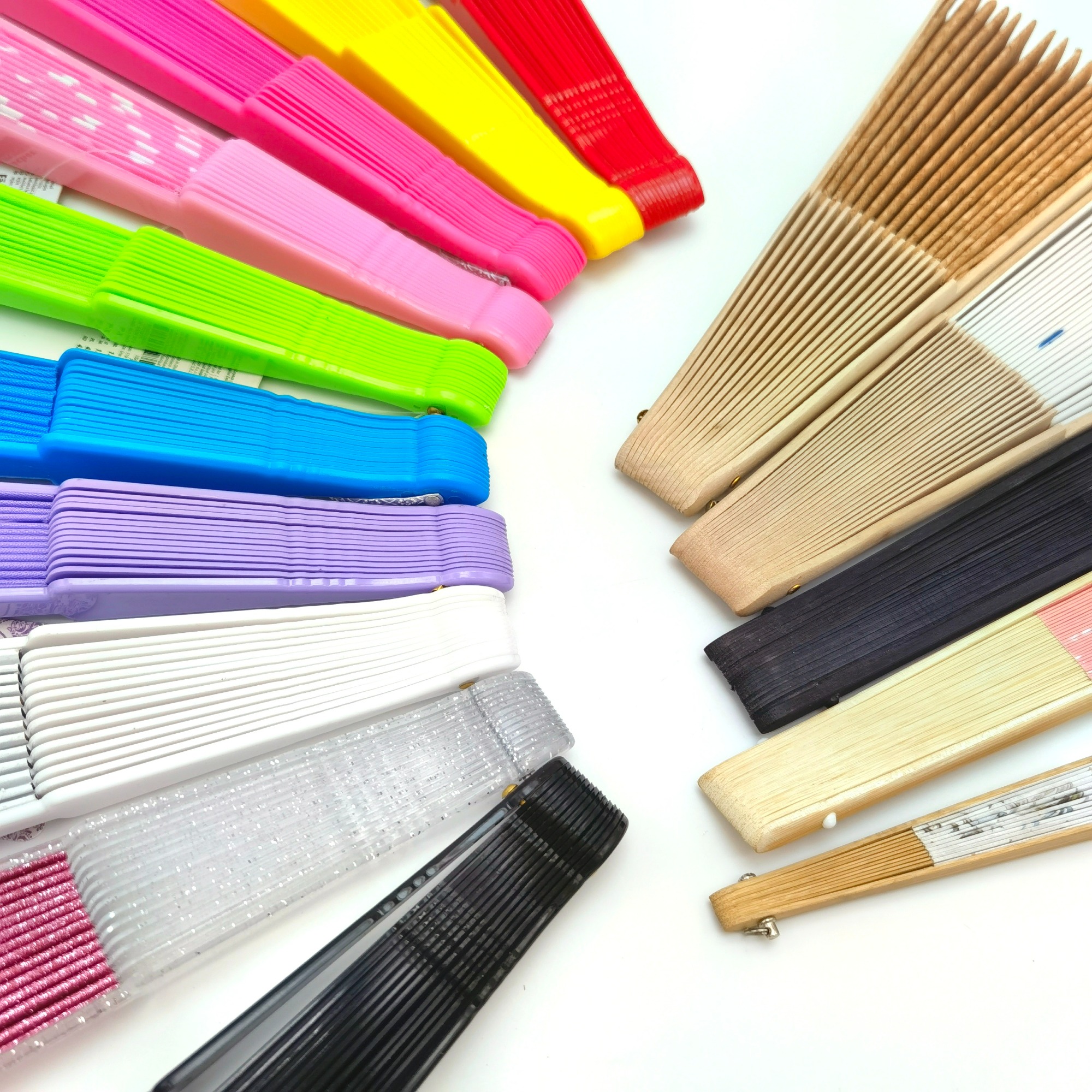 Transparent Fading Color Handle Hand Fans