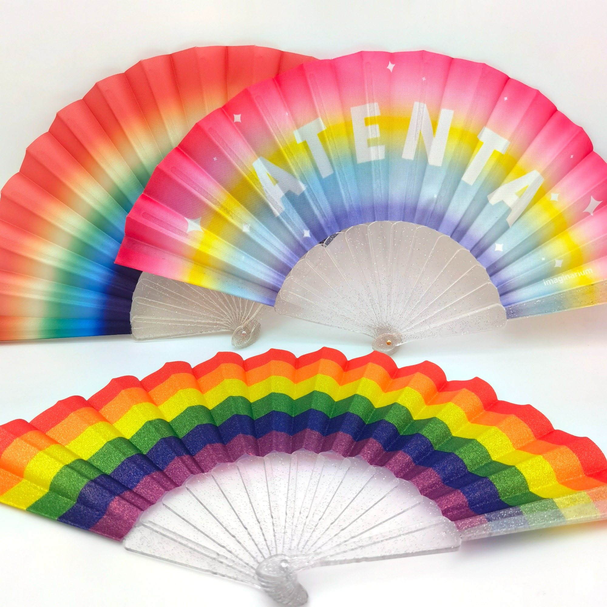 Transparent Fading Color Handle Hand Fans