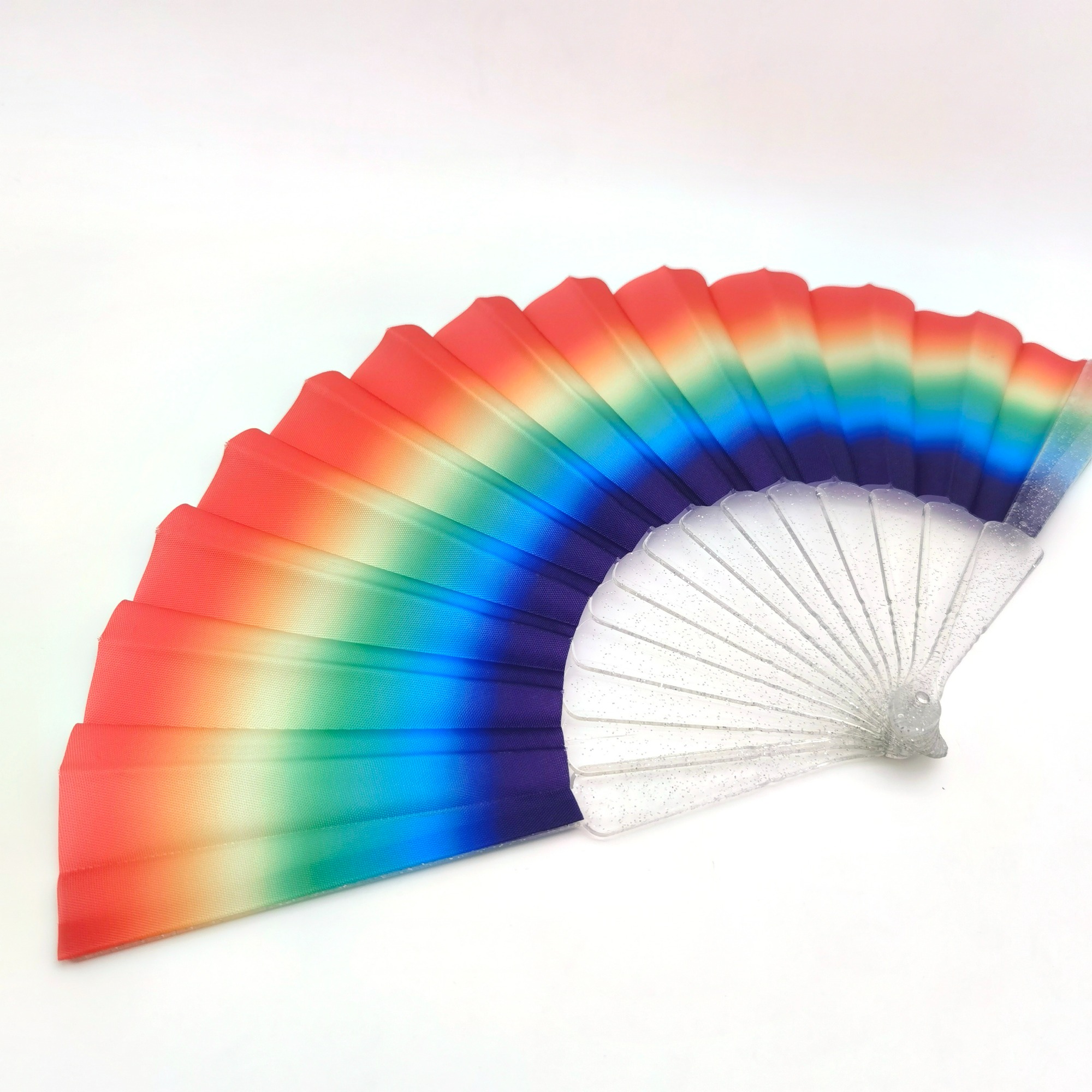 Transparent Fading Color Handle Hand Fans