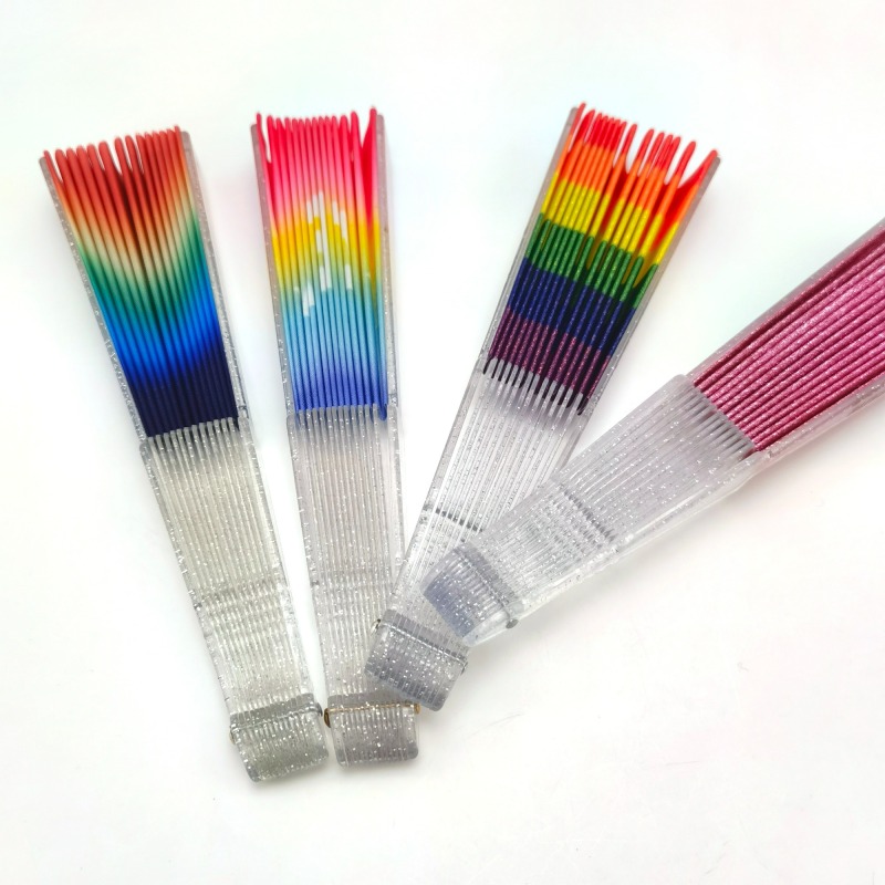Transparent Fading Color Handle Hand Fans
