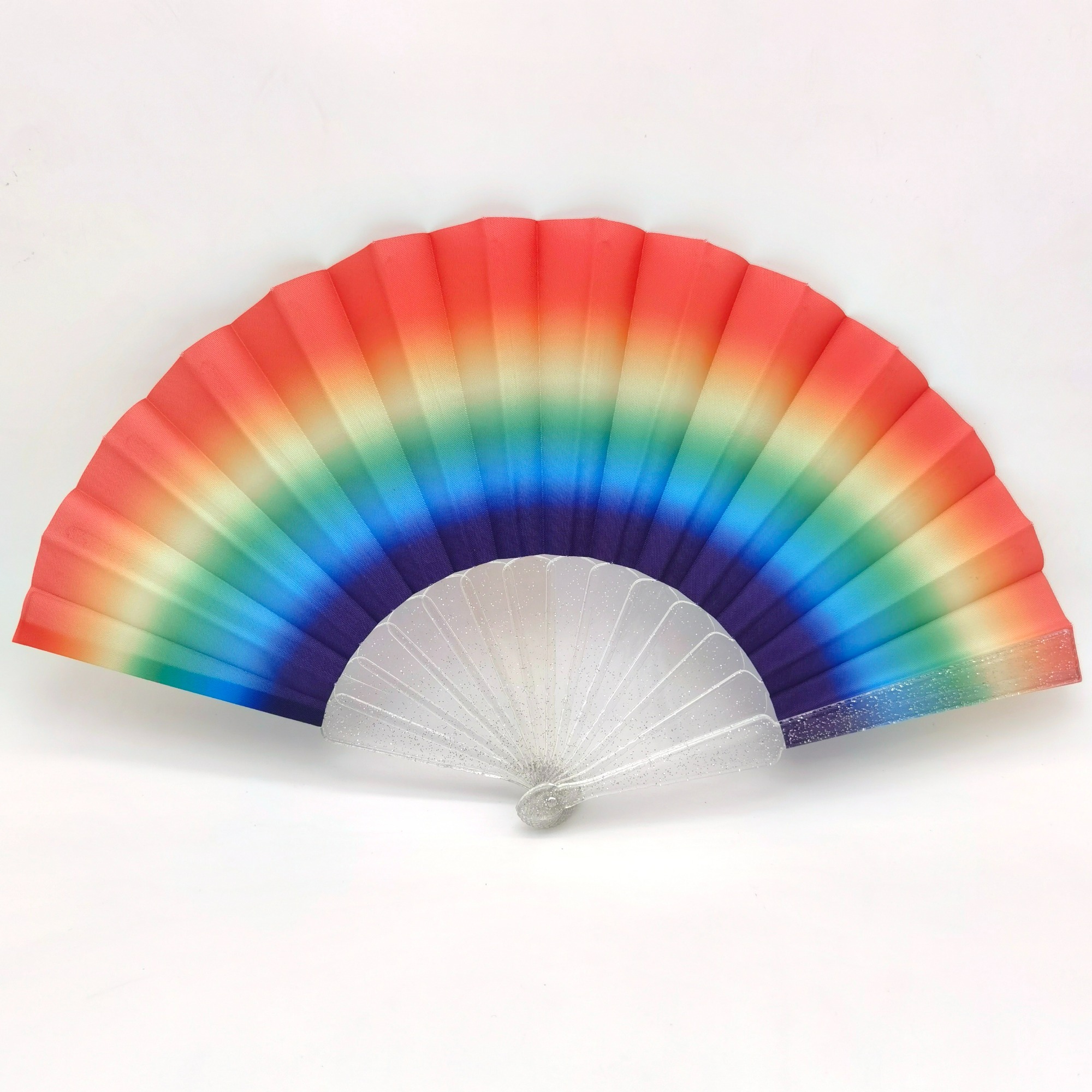 Transparent Fading Color Handle Hand Fans