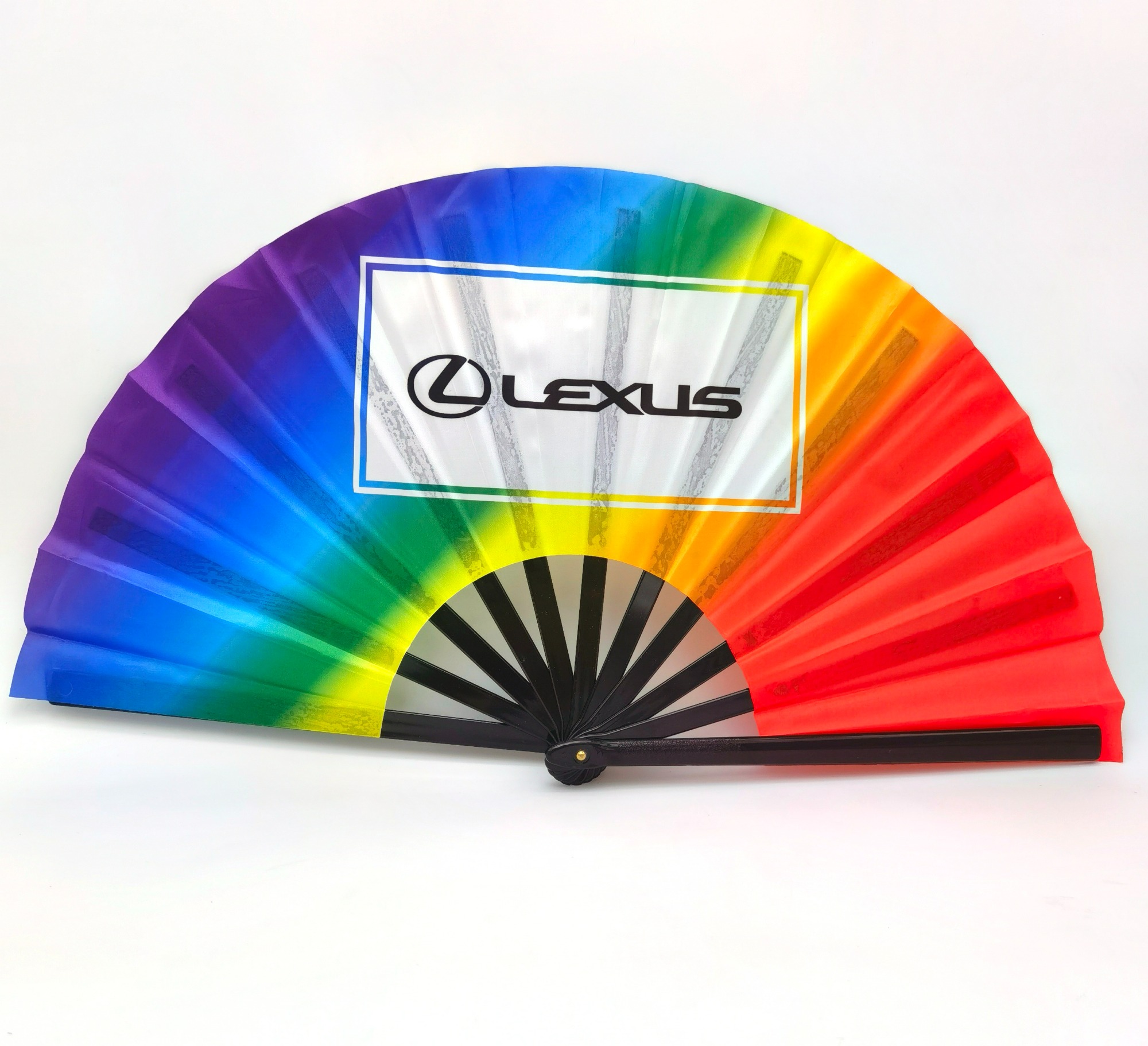 32cm Big Printed Fabric Plastic Hand Fan