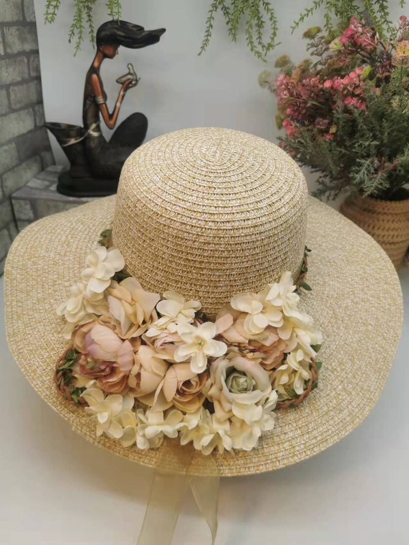 Handmade Flowers Straw Hat